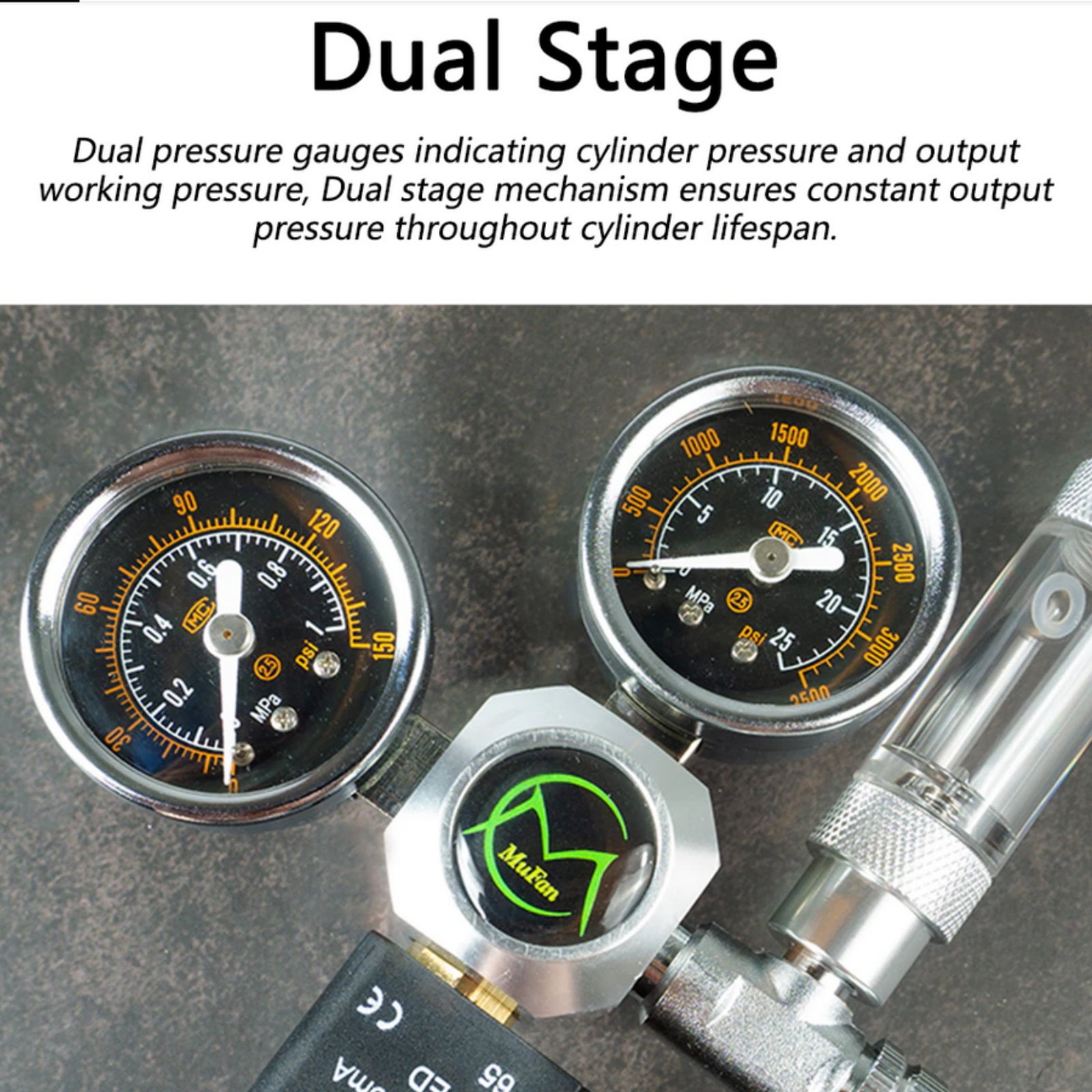 MuFan Dual Stage CO2 Regulators With Integrated Solenoid Valve ...