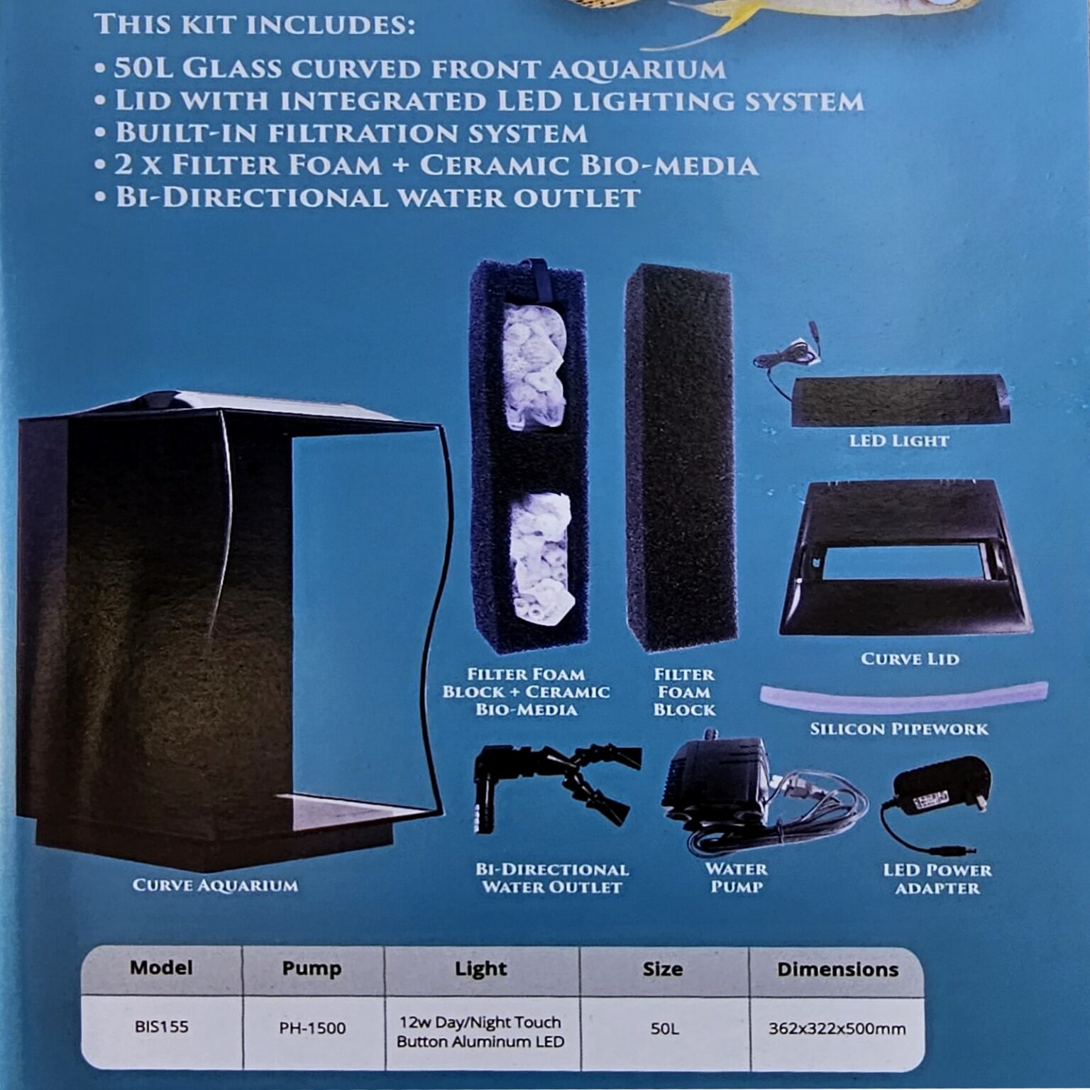 Bioscape Curve Nano Aquarium Black 50L - 50 x 36 x 36cm - Aquarium Central